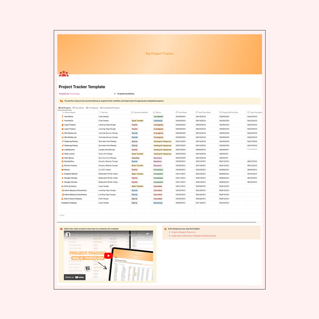 Notion Project Tracker Template– templix